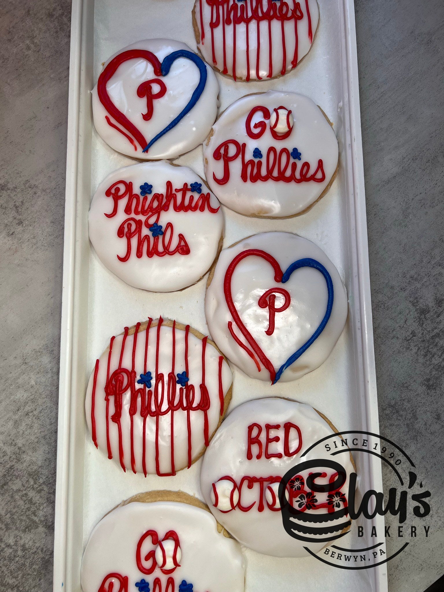 White Phillies Cookies – Clay's Bakery