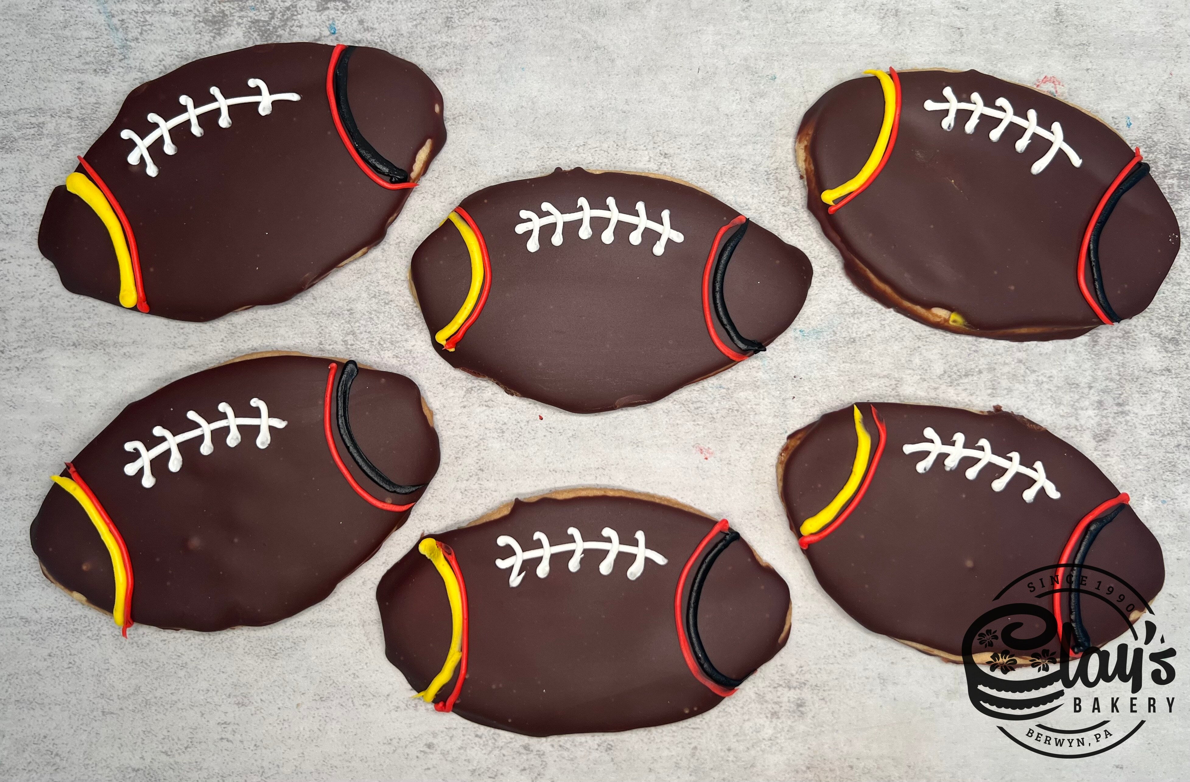 Football Cookies with Team Colors – Clay's Bakery