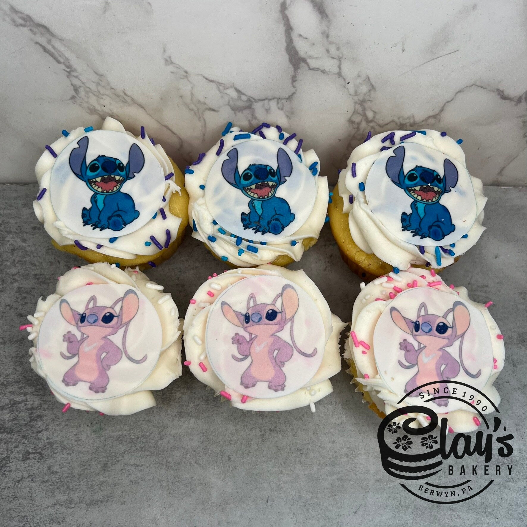Stitch or Angel Image Cupcakes – Clay's Bakery
