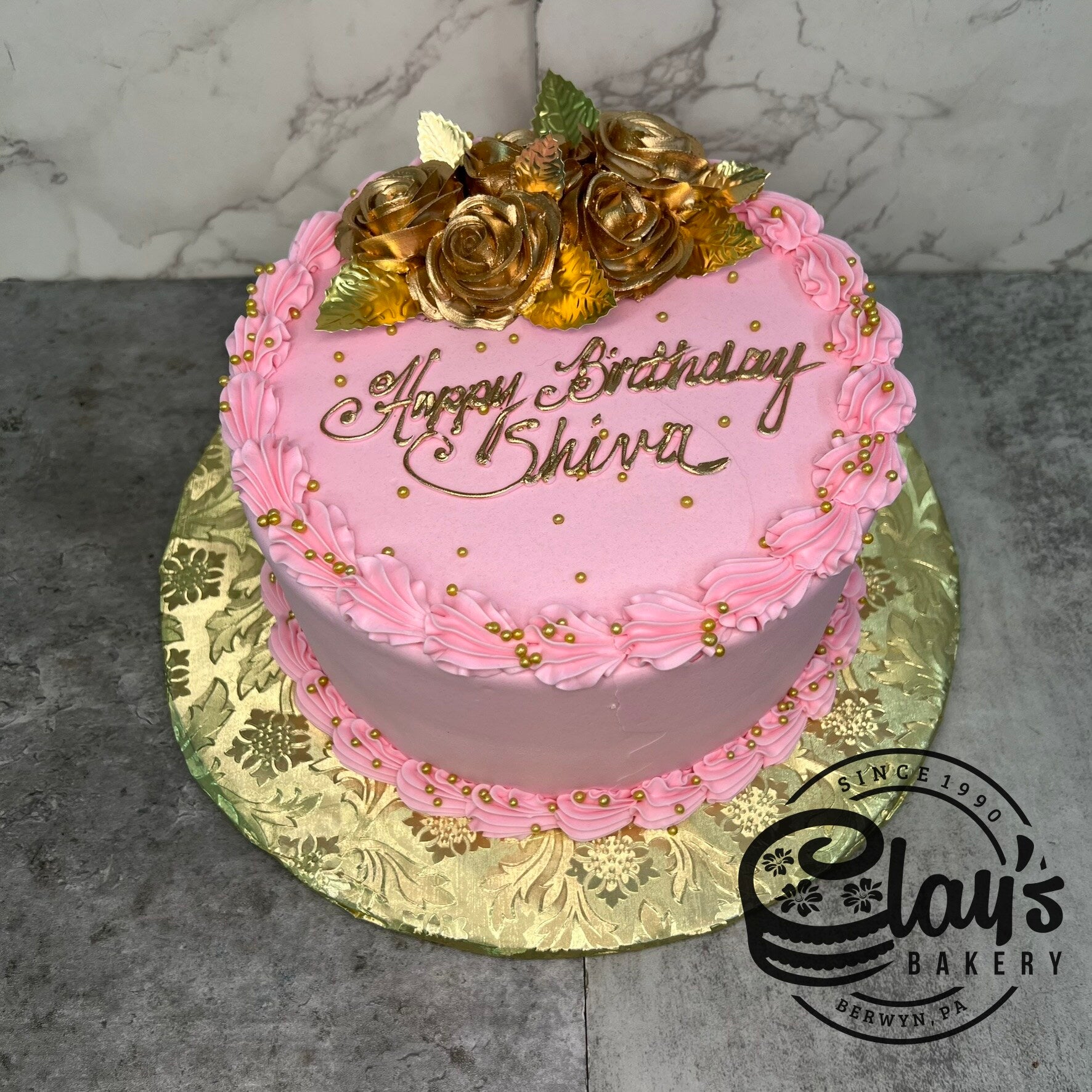 Metallic Writing and Flowers – Clay's Bakery