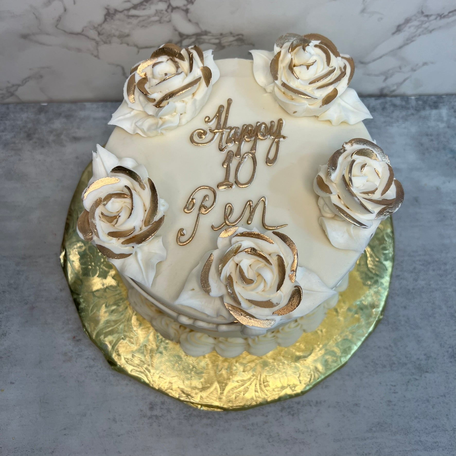 Metallic Tipped Roses and Swoops – Clay's Bakery