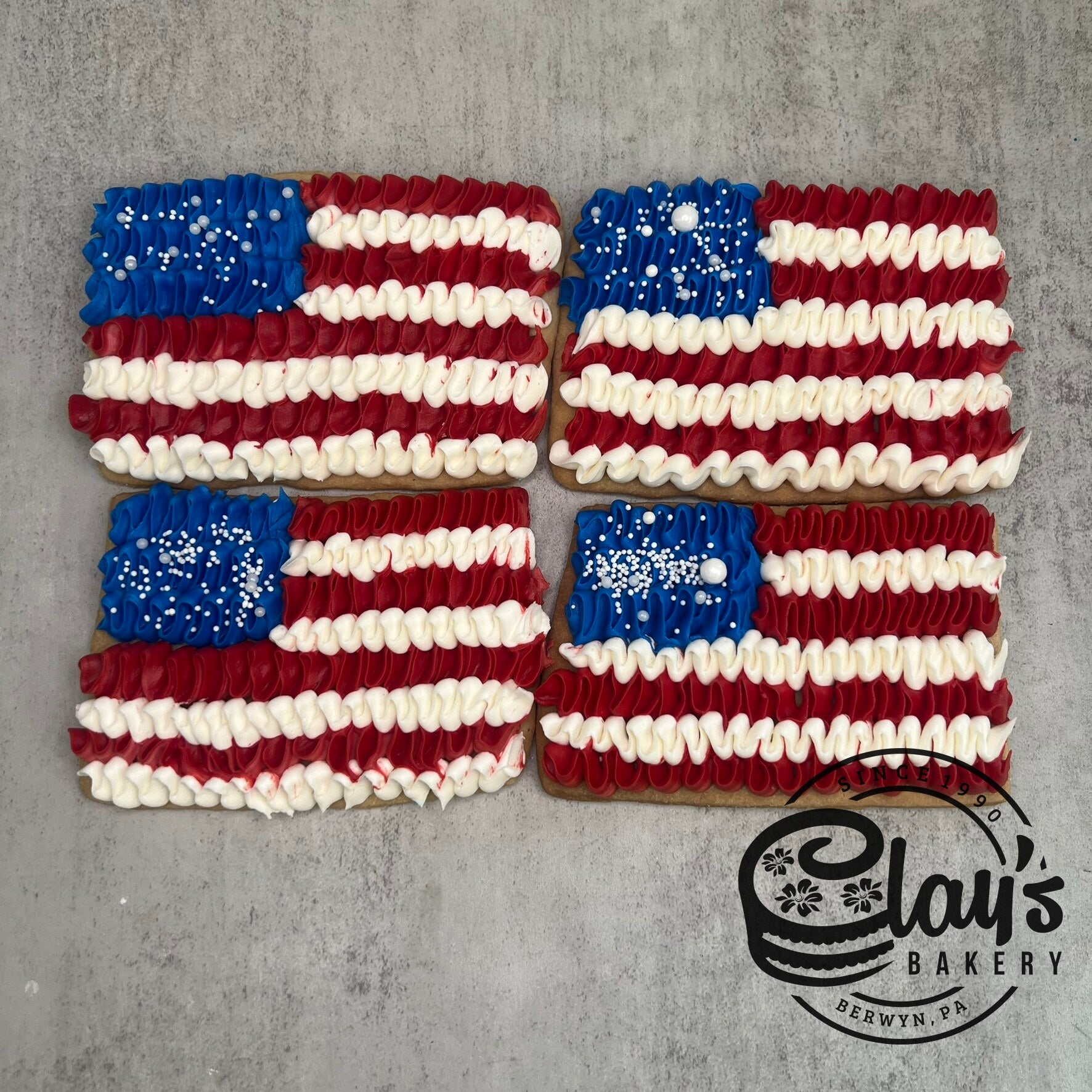 Ruffled American Flag Cookies (Buttercream Only) – Clay's Bakery