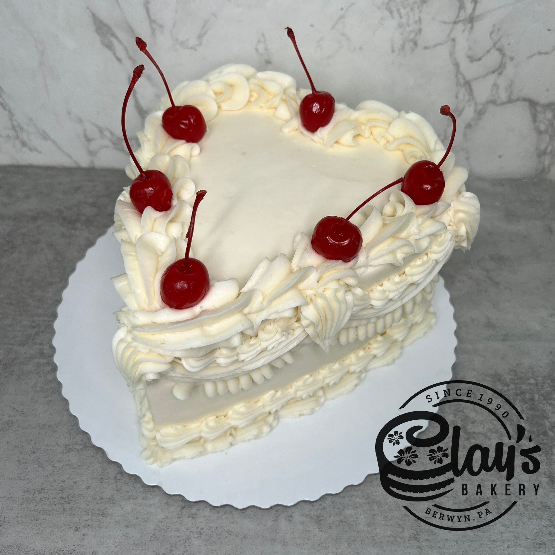 Cherry Heart Shaped Cake – Clay's Bakery