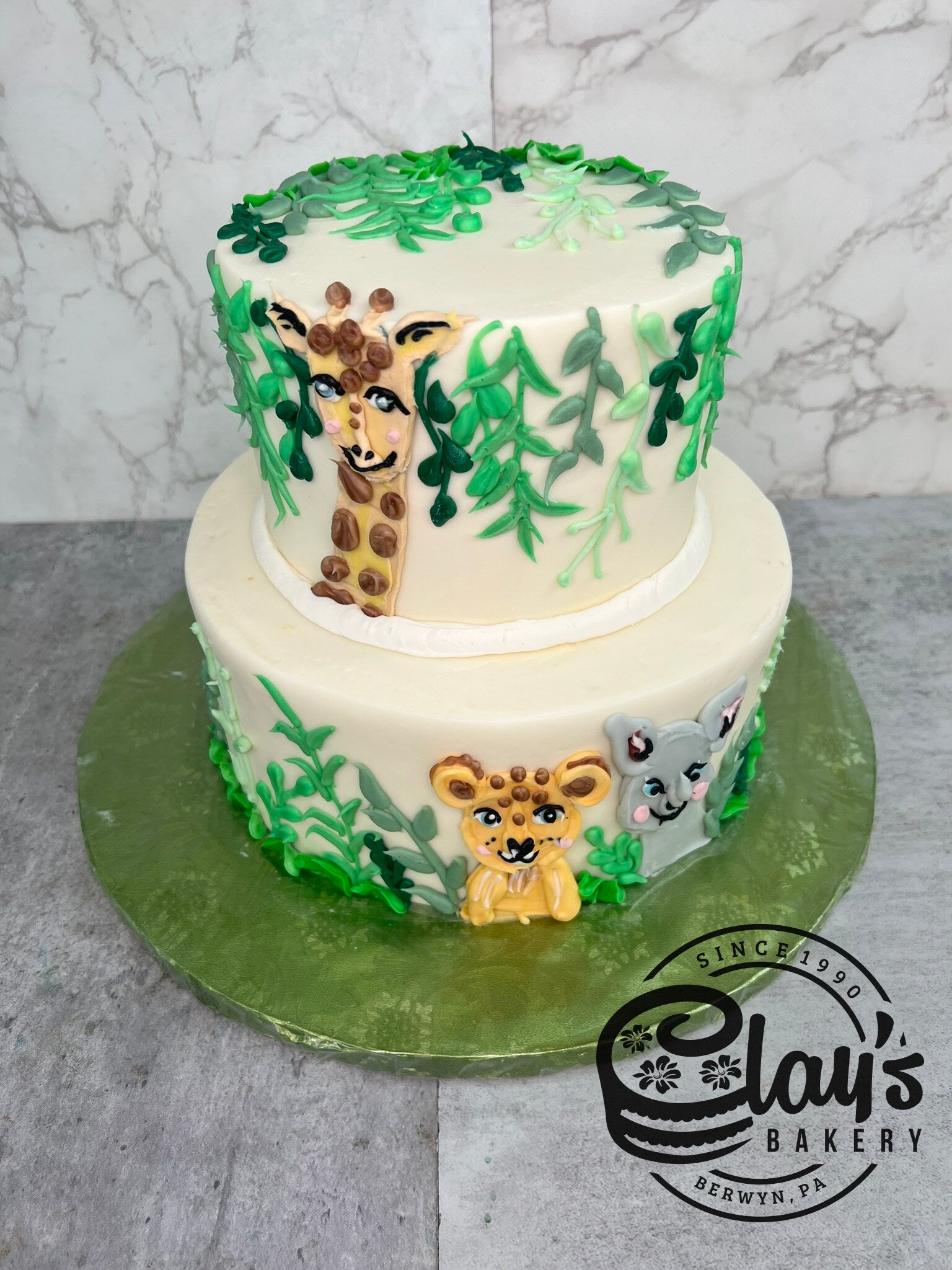 Cutesy Jungle Animals - Two Tier – Clay's Bakery