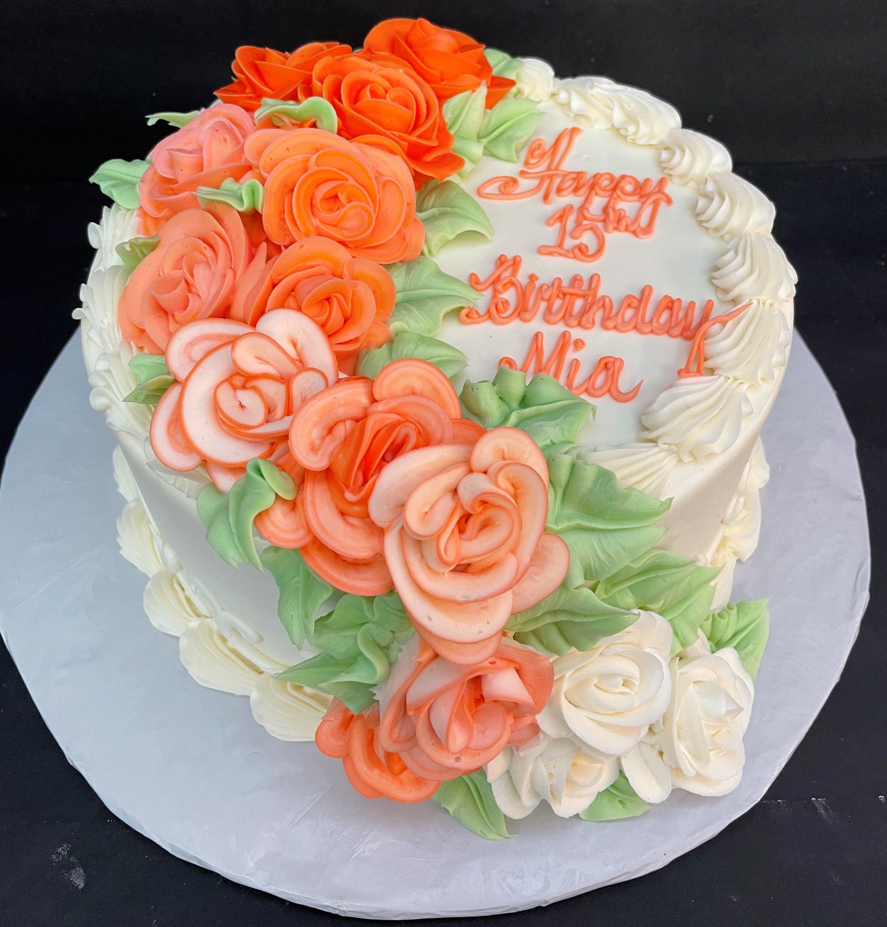 Ombre Orange Roses Cascading – Clay's Bakery