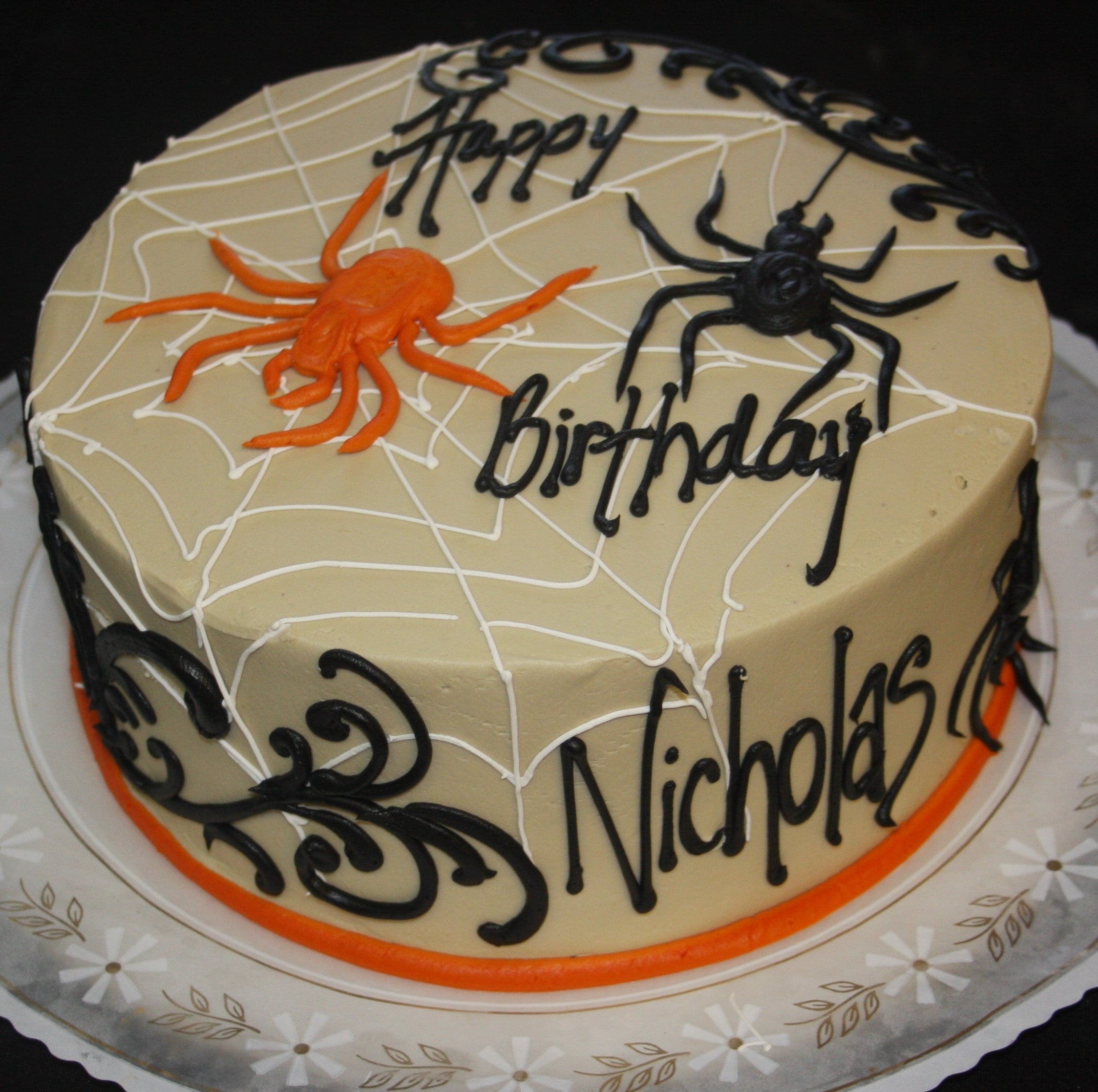 Spooky Spiders on Khaki – Clay's Bakery